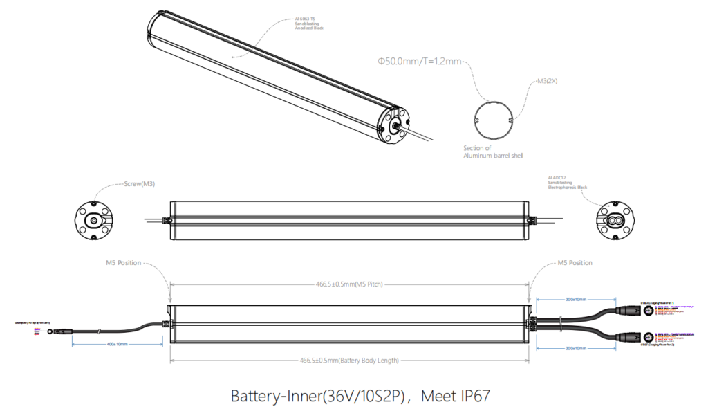 48V eBike Inner-tube Battery TP6028 - ebike battery manufacturer